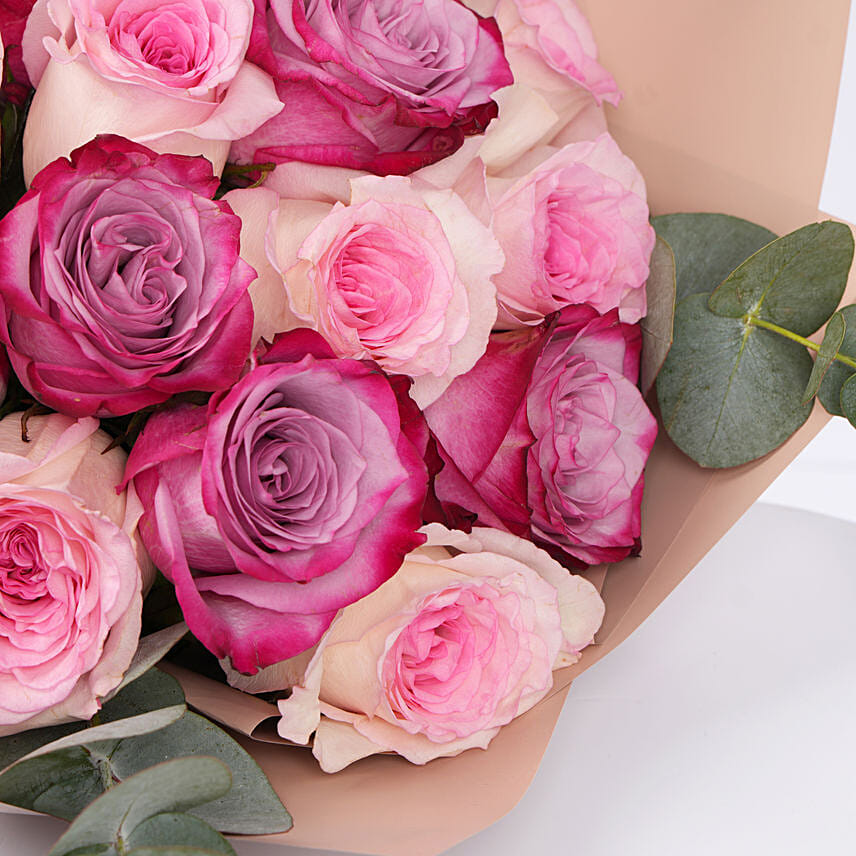 Order 6 Purple and 6 Pink Roses Bouquet Online | Same-Day Delivery UAE ...