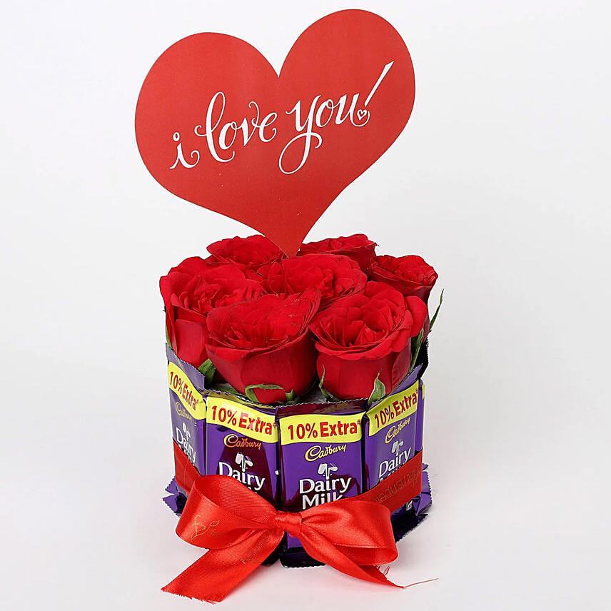 Order Red Roses Dairy Milk Arrangement Online | Same-Day Delivery UAE ...