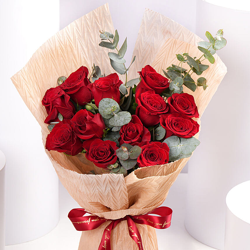 Order 12 Red Roses Valentine Bouquet Online | Same-Day Delivery UAE ...