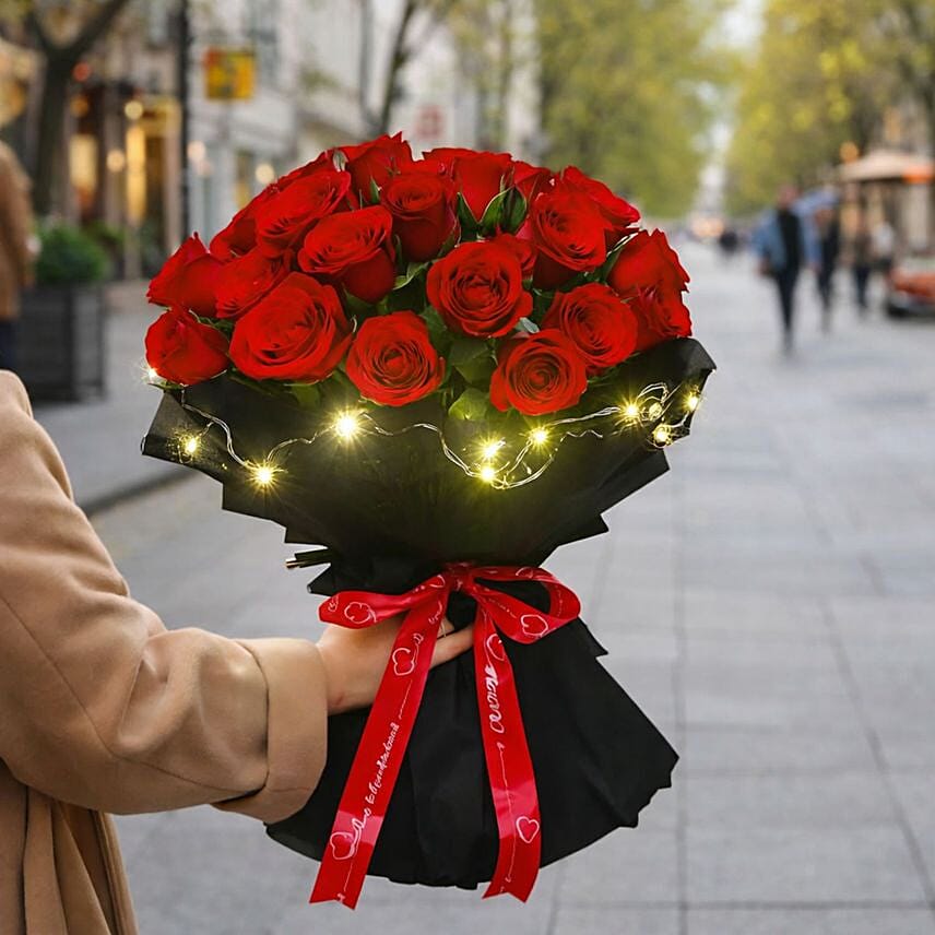 Order LED Wrapping Rose Elegance Bouquet Online | Same-Day Delivery UAE ...