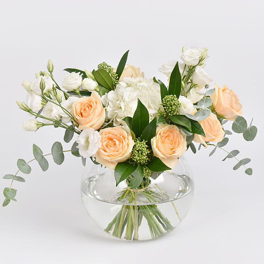 Online Roses and Hydrangea Flowers Table Centerpiece Gift Delivery in ...