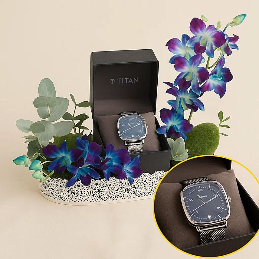Online Titan Neo Curve For Men With Orchid Tray Gift Delivery in Saudi ...