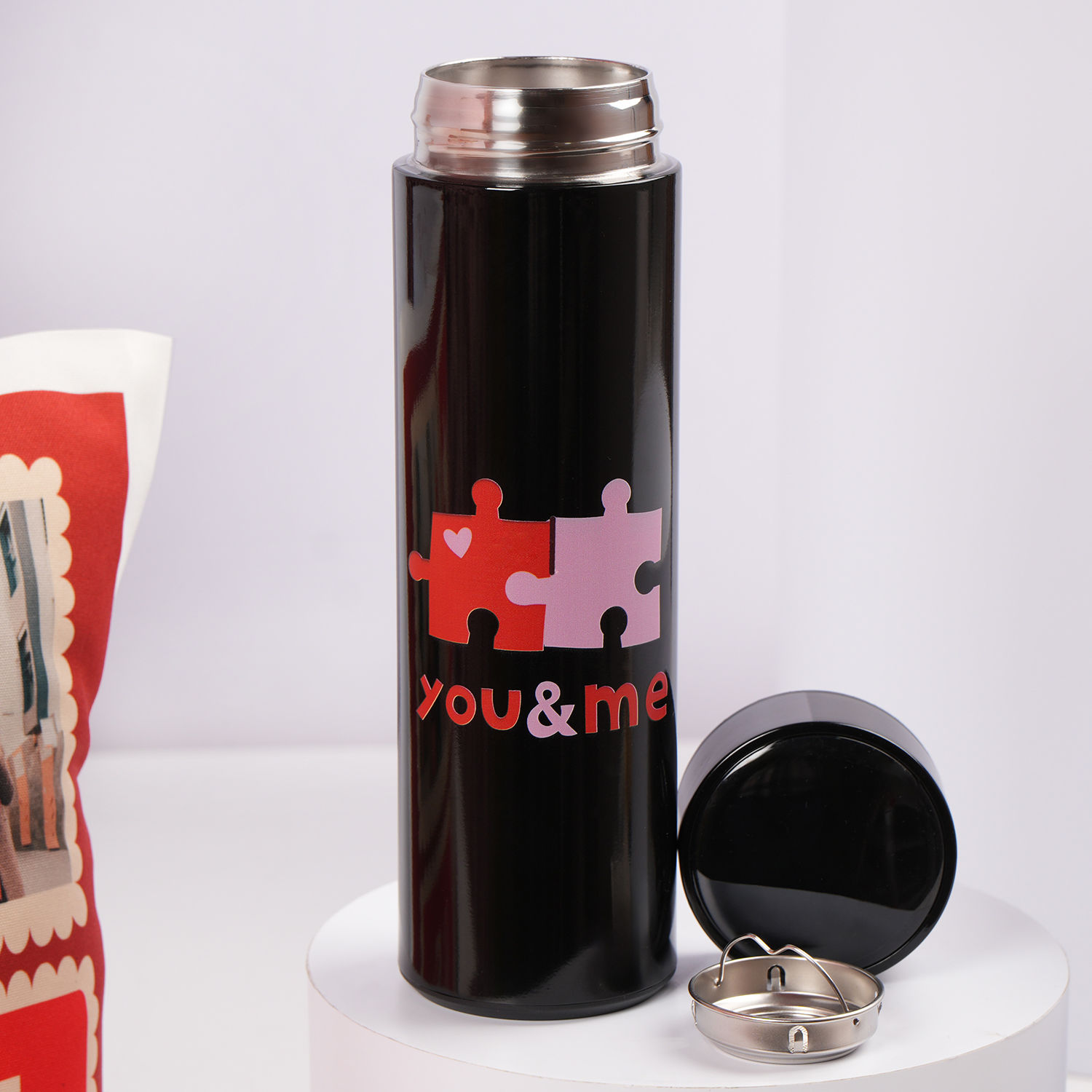 Order Romantic Valentine Cushion and Travel Flask Set Online | Same-Day ...